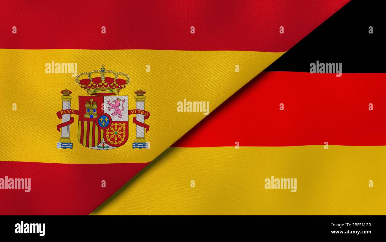Two states flags of Spain and Germany. High quality business background ...