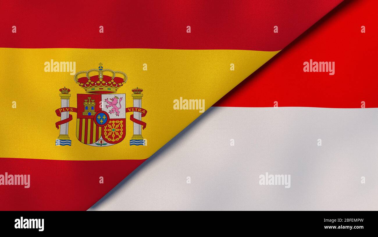 Two states flags of Spain and Indonesia. High quality business ...