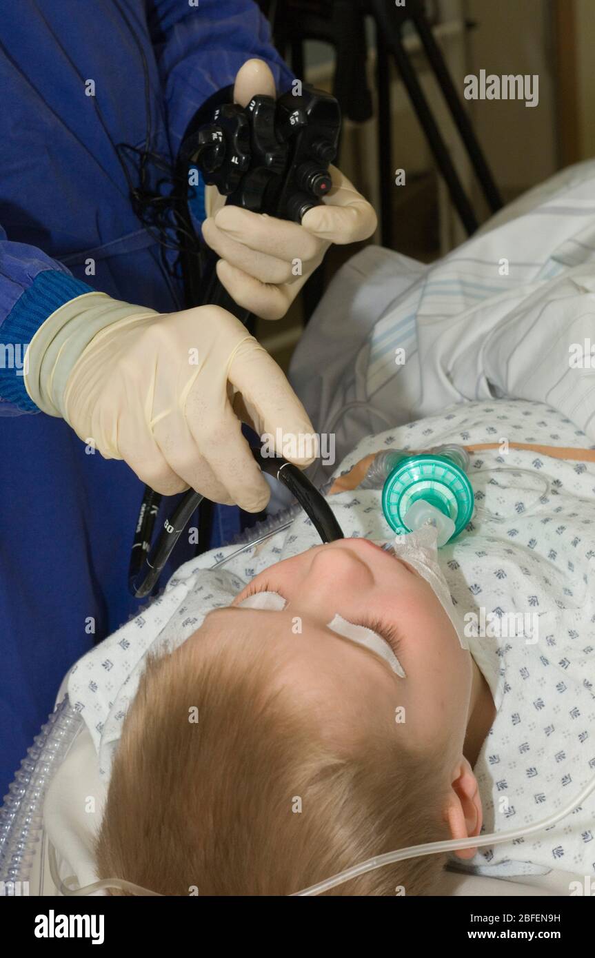 Young child undergoing endoscopic examination Stock Photo - Alamy