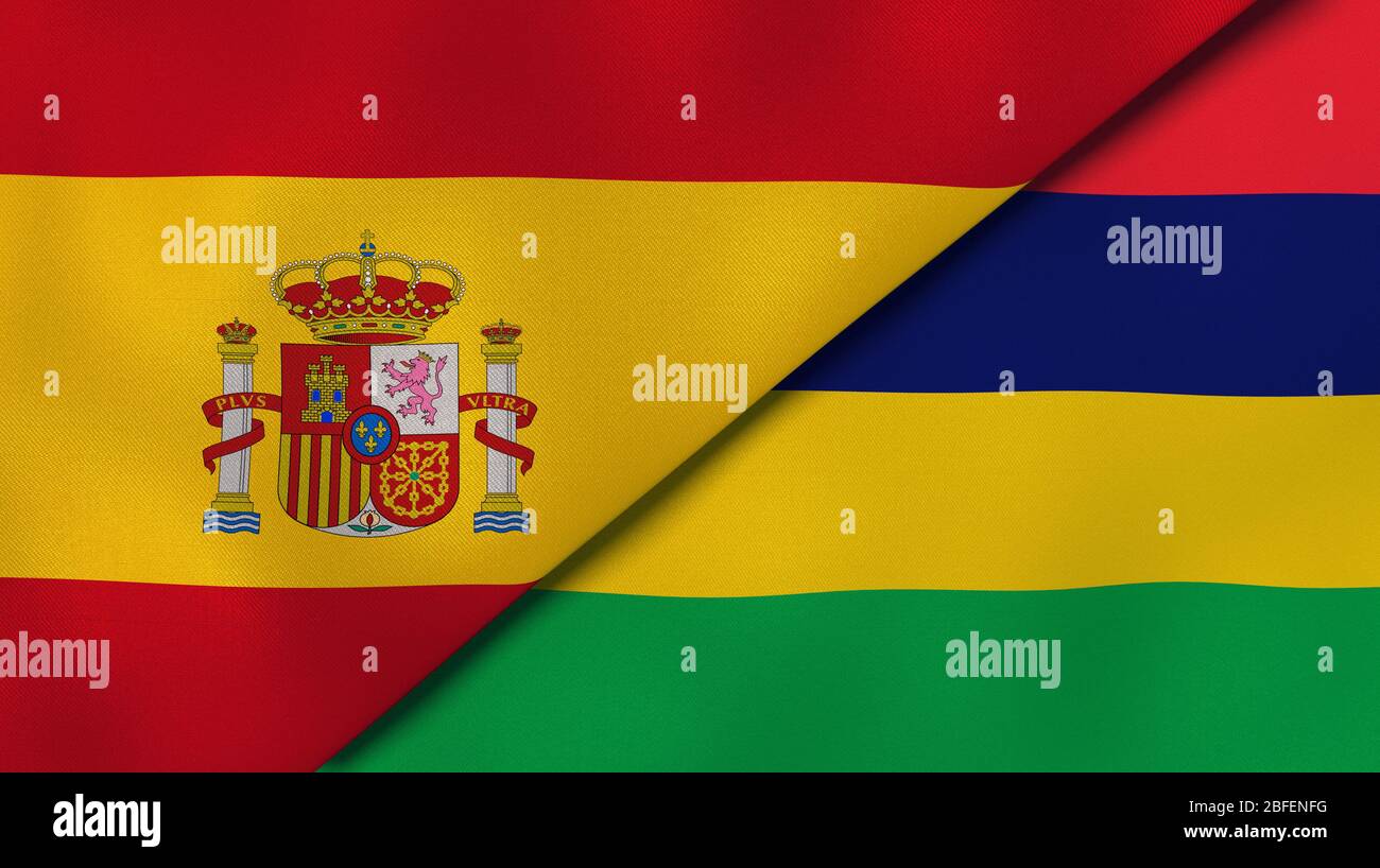 Two states flags of Spain and Mauritius. High quality business ...
