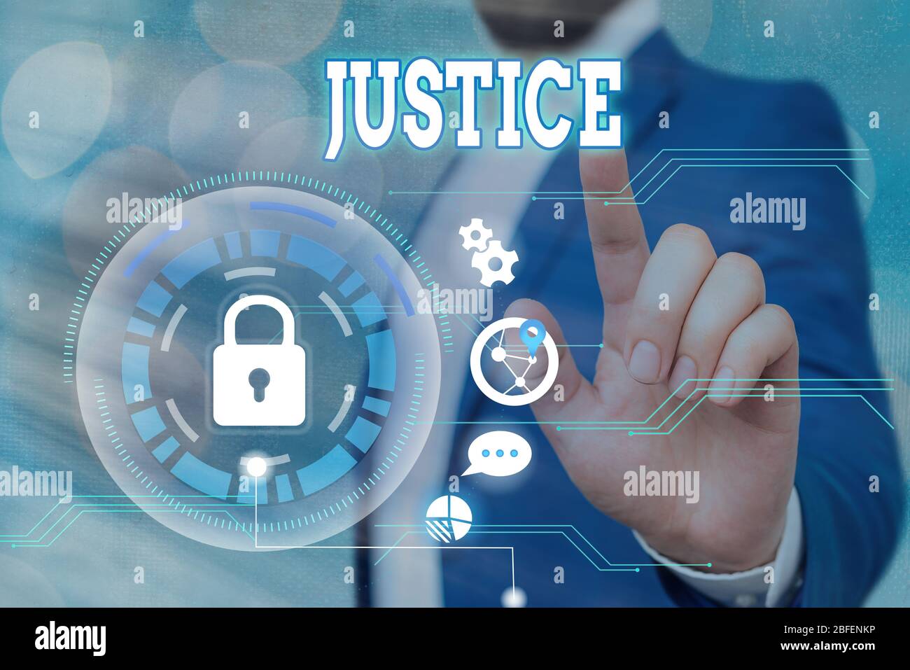 Text sign showing Justice. Business photo text Quality of being just ...