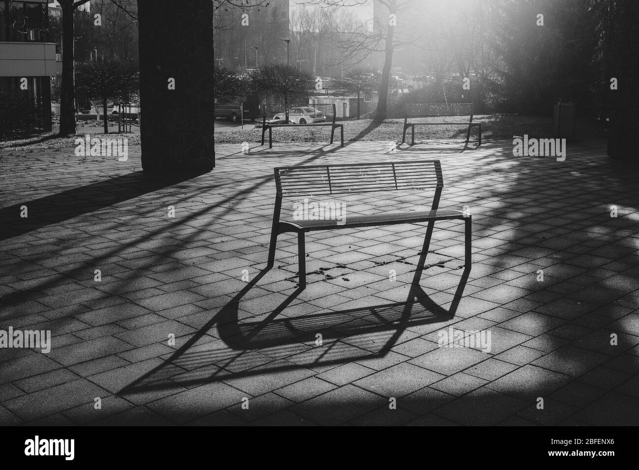 Shadows of bench Stock Photo - Alamy