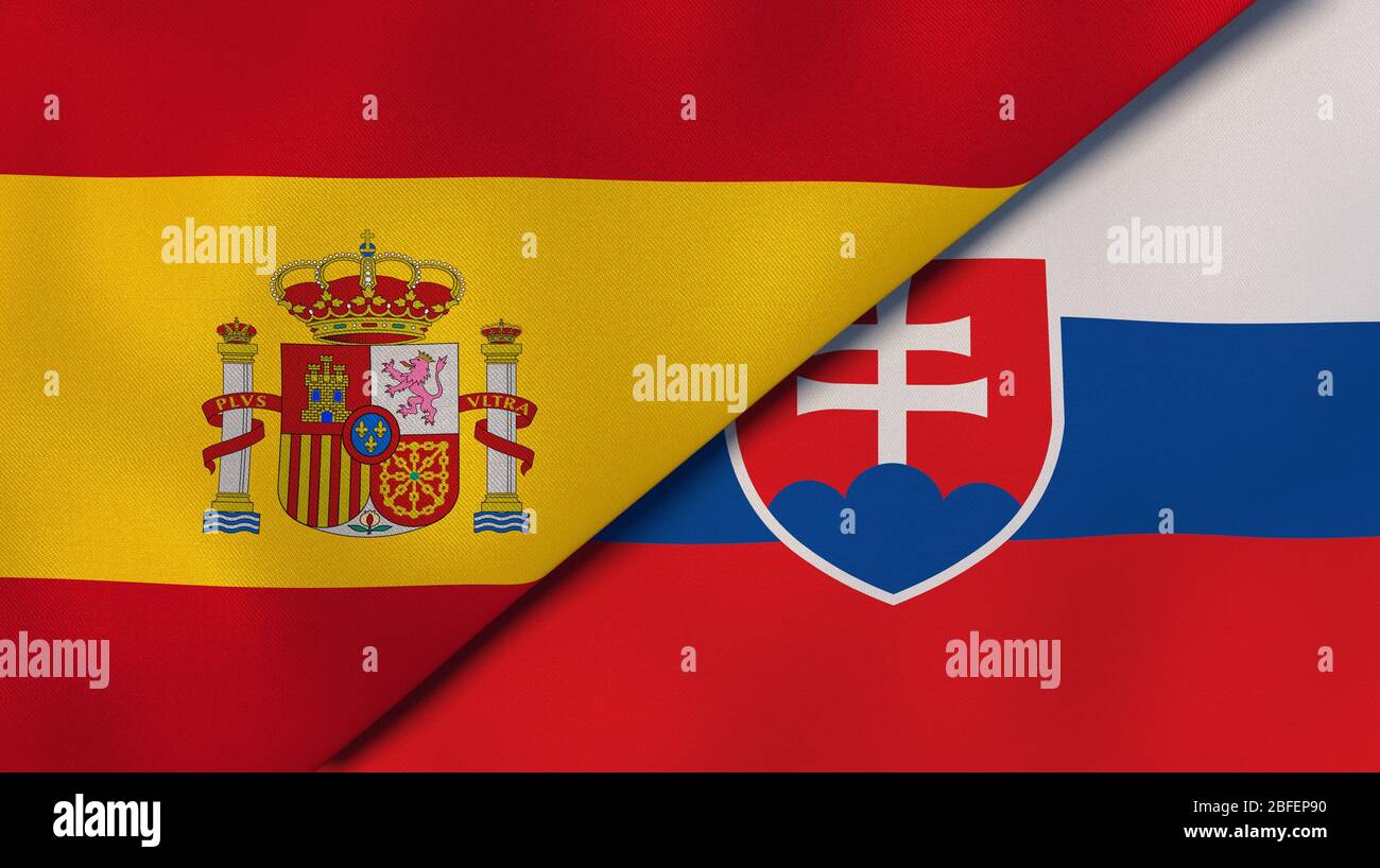 Two states flags of Spain and Slovakia. High quality business ...