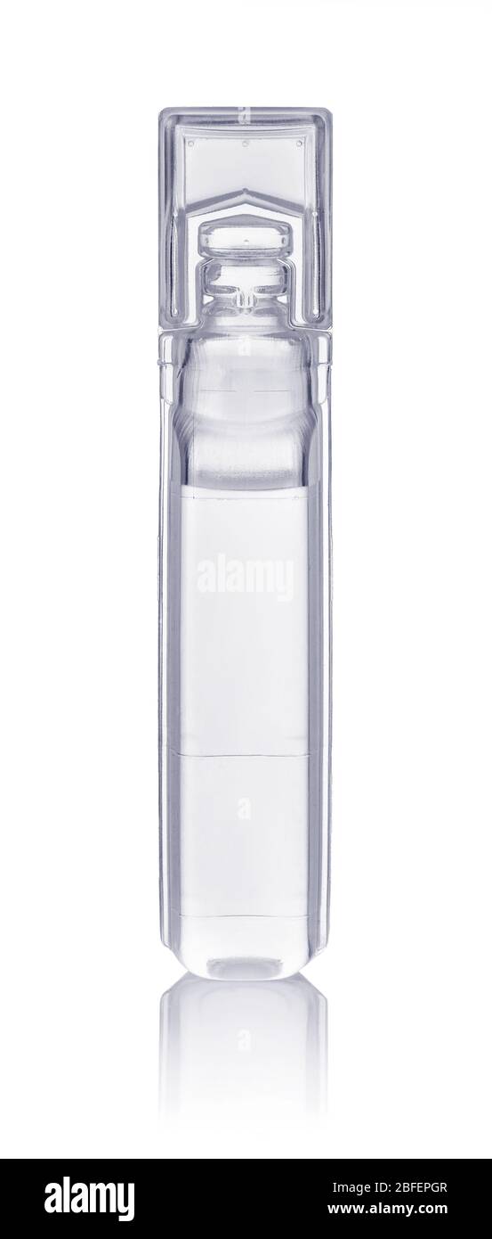 Front view of single plastic ampule isolated on white Stock Photo - Alamy