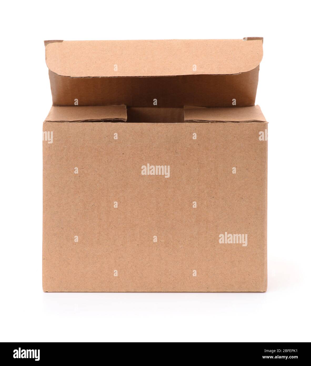 Front view of open small cardboard box isolated on white Stock Photo ...