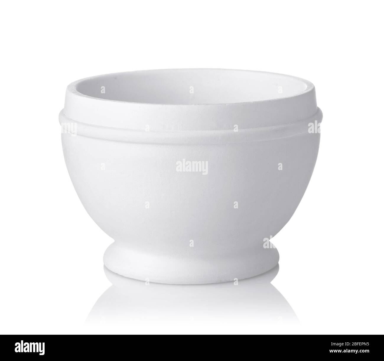 Front view of blank gypsum pot for decoration isolated on white Stock ...