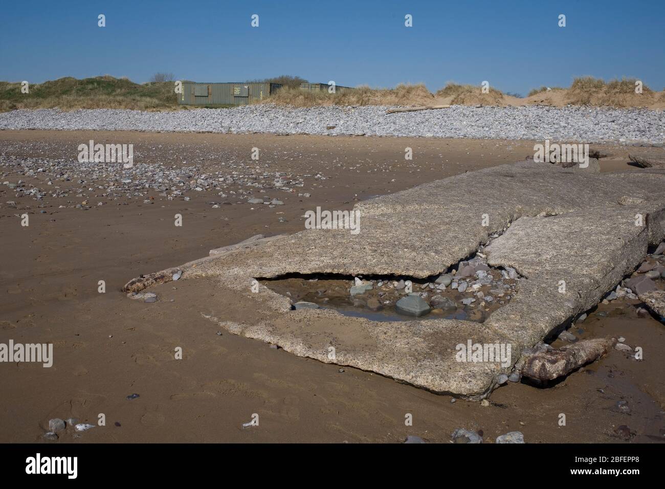 Newton Beach with old concrete slipway near lifeguard station Stock ...