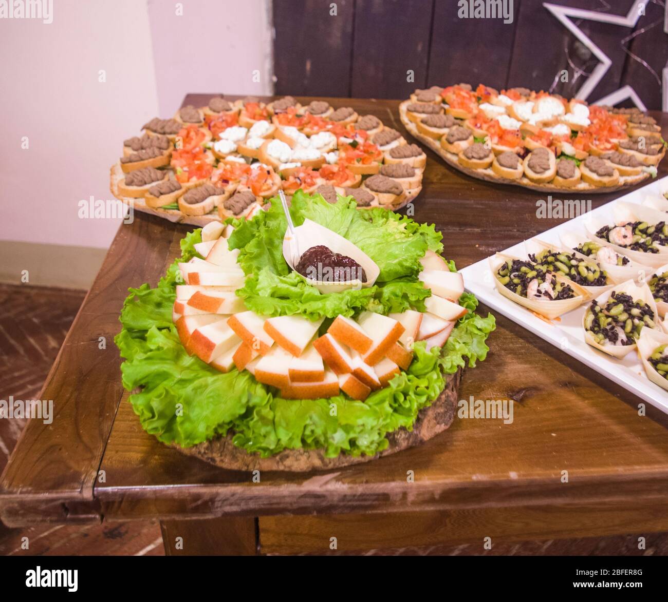 rich buffet full of sandwiches and appetizers ready for guests and for ...