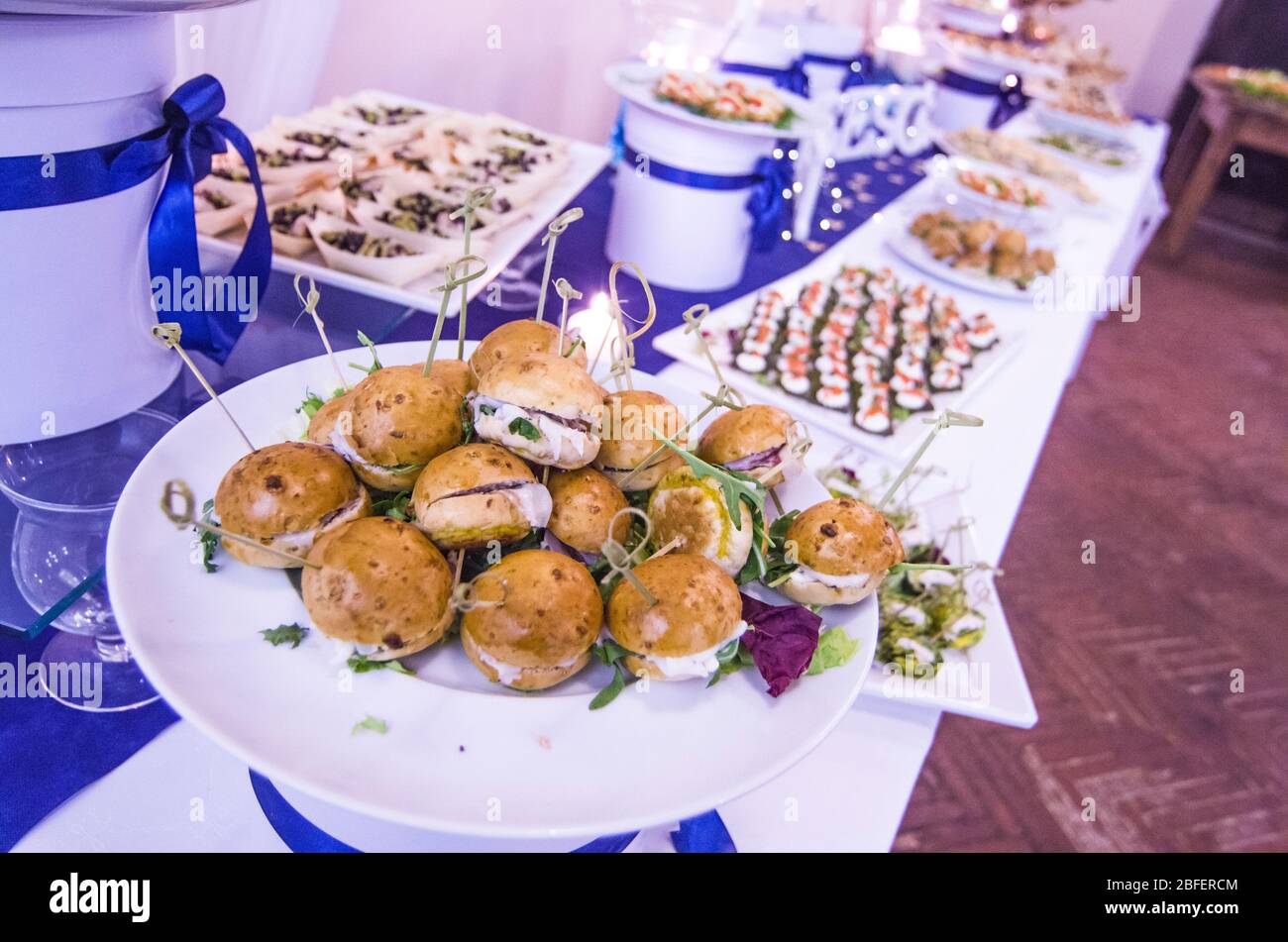 rich sandwich buffet with sliced cold cuts and ready-to-eat for guests ...