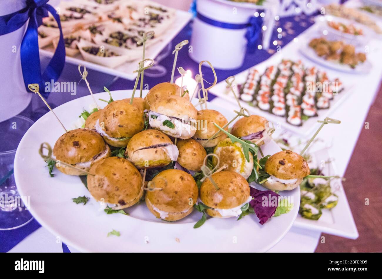 rich sandwich buffet with sliced cold cuts and ready-to-eat for guests ...