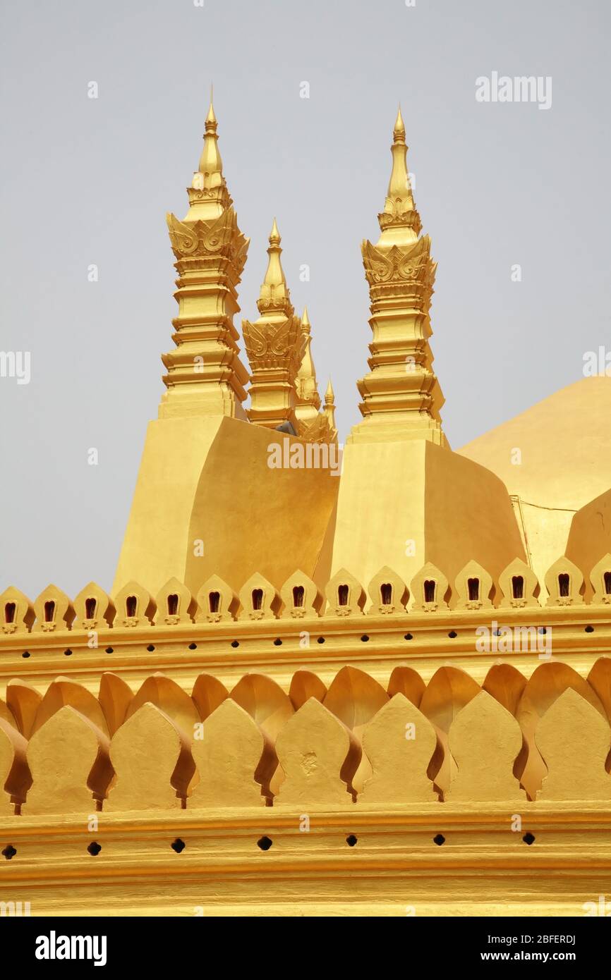 Pha That Luang temple in Vientiane. Laos Stock Photo - Alamy