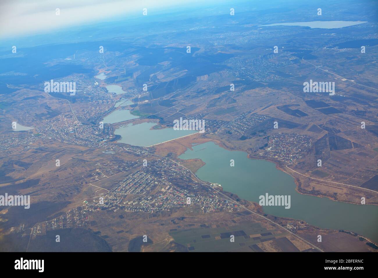 lakes aerial view from the airplane Stock Photo - Alamy