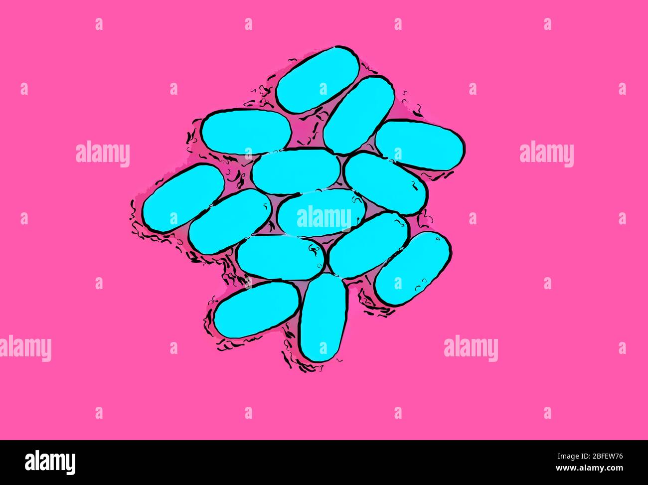 Vitamin pills in colorful sketch illustration.Vibrant drawing of ...