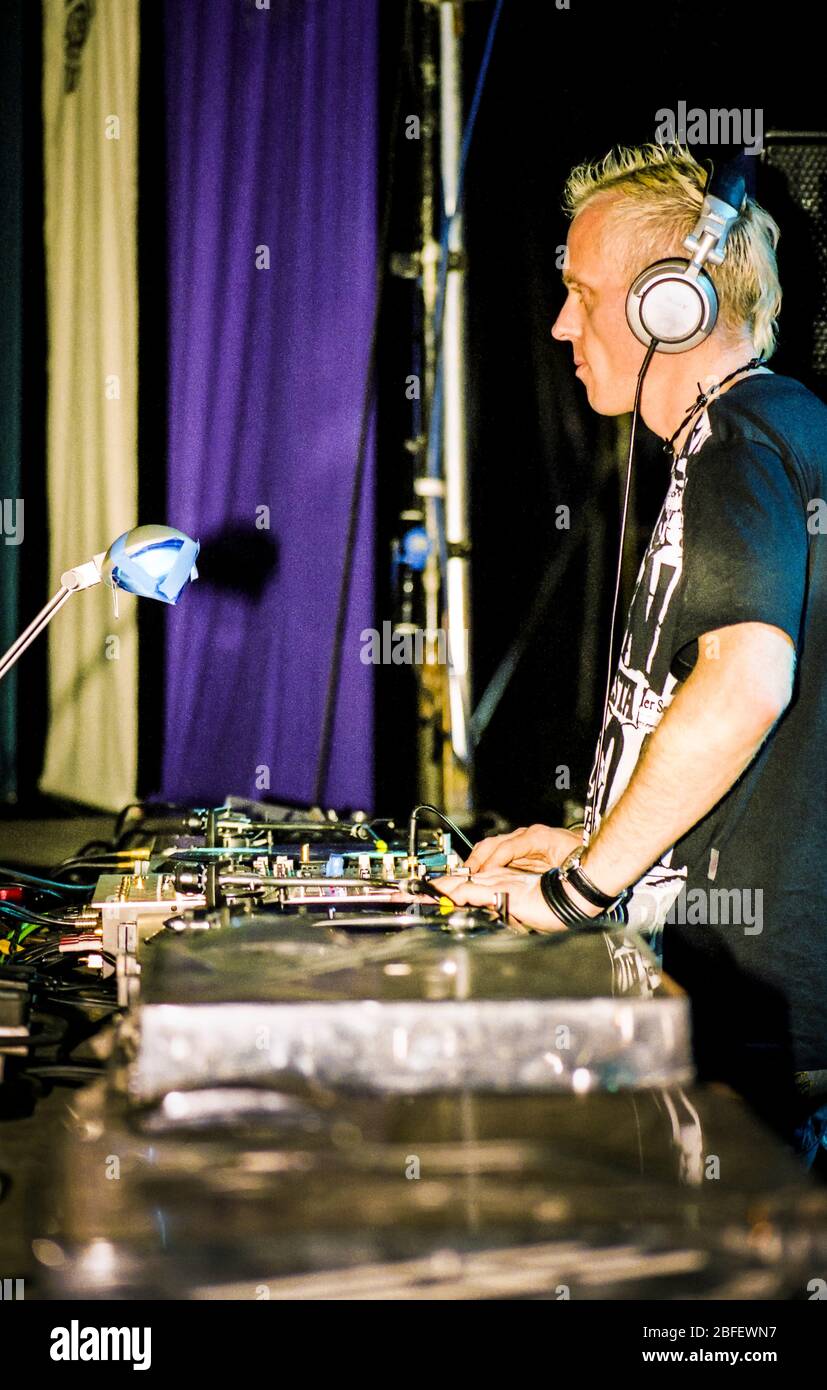 Mr C djing in The End Techno Arena at Homelands festival 2002 Stock ...
