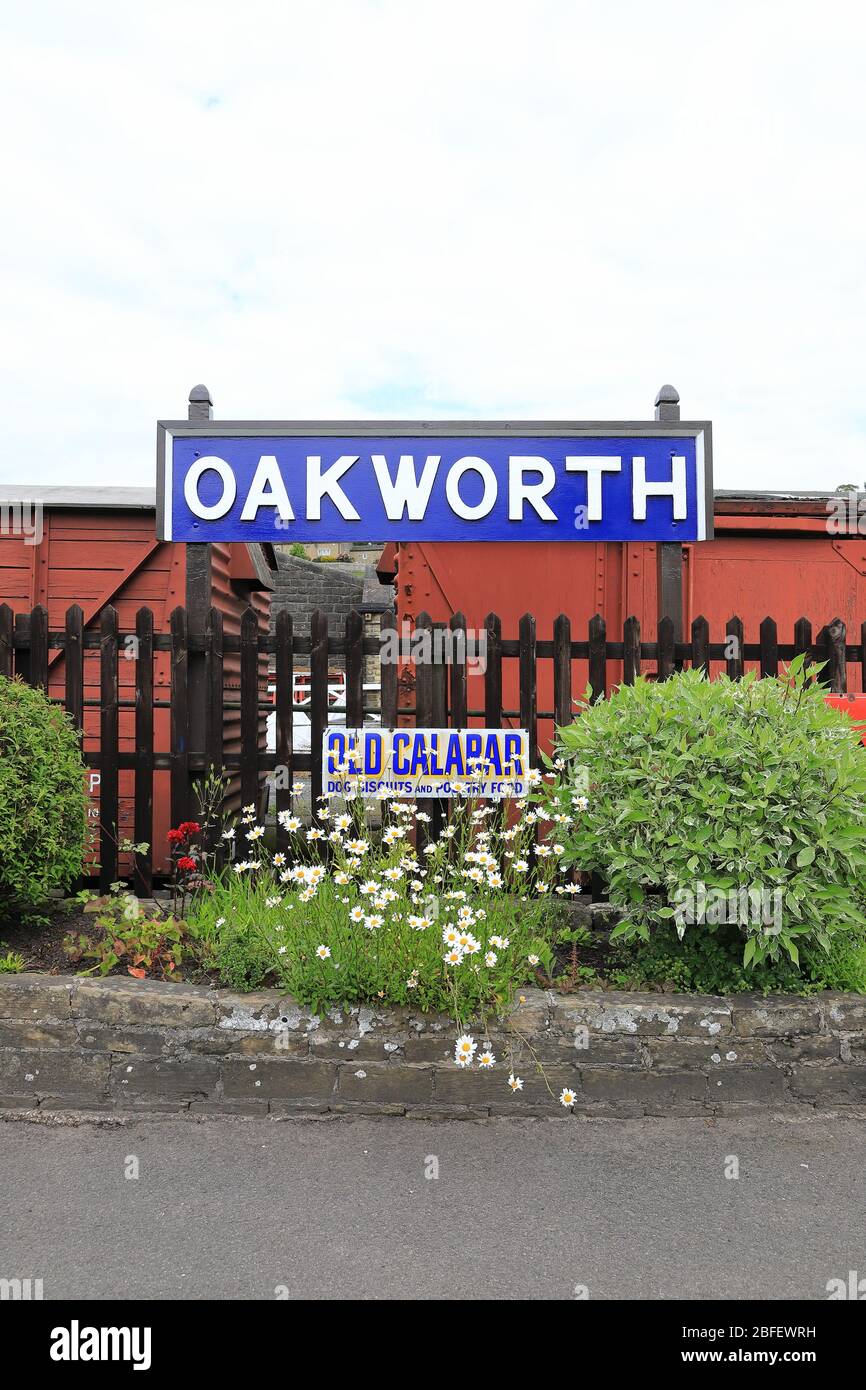 A destination sign for Oakworth Station on the Keighley and Worth ...