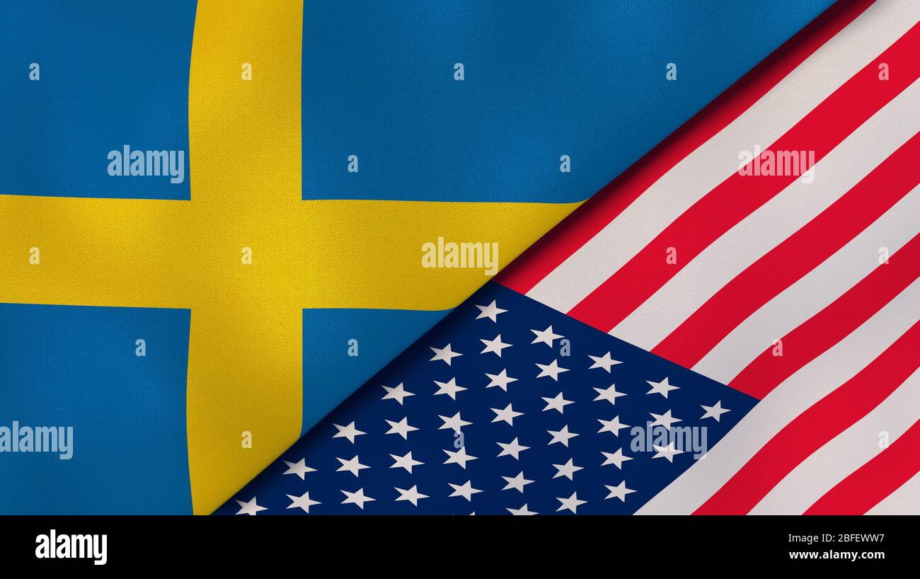 Two states flags of Sweden and United States. High quality business ...