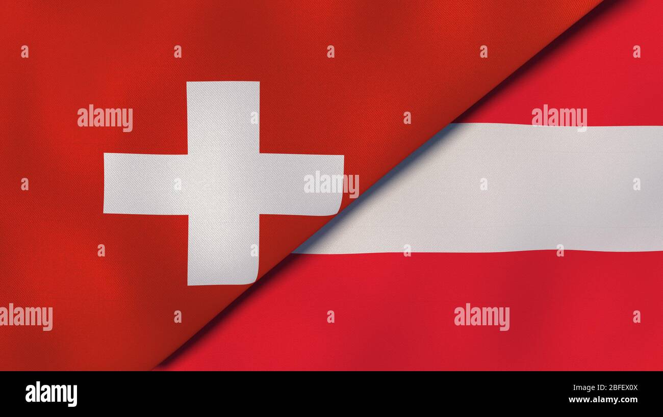 Two states flags of Switzerland and Austria. High quality business ...