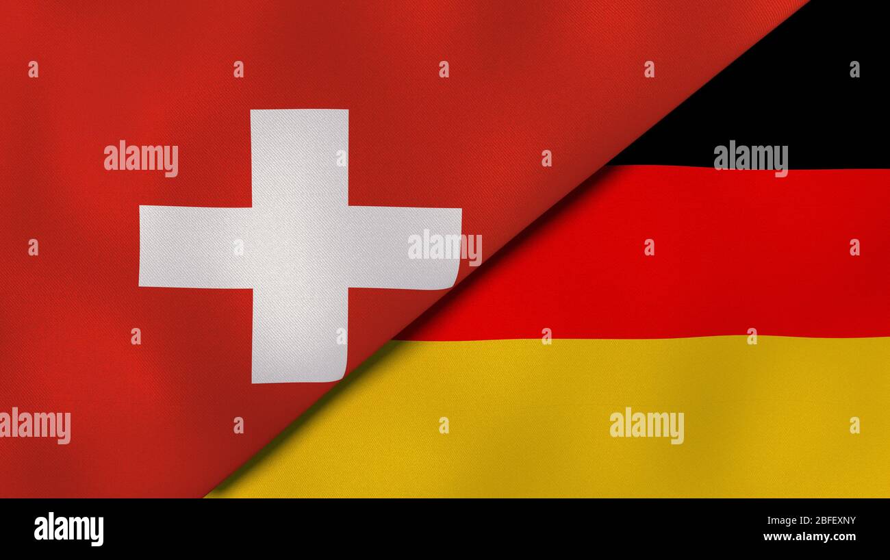 Two states flags of Switzerland and Germany. High quality business ...