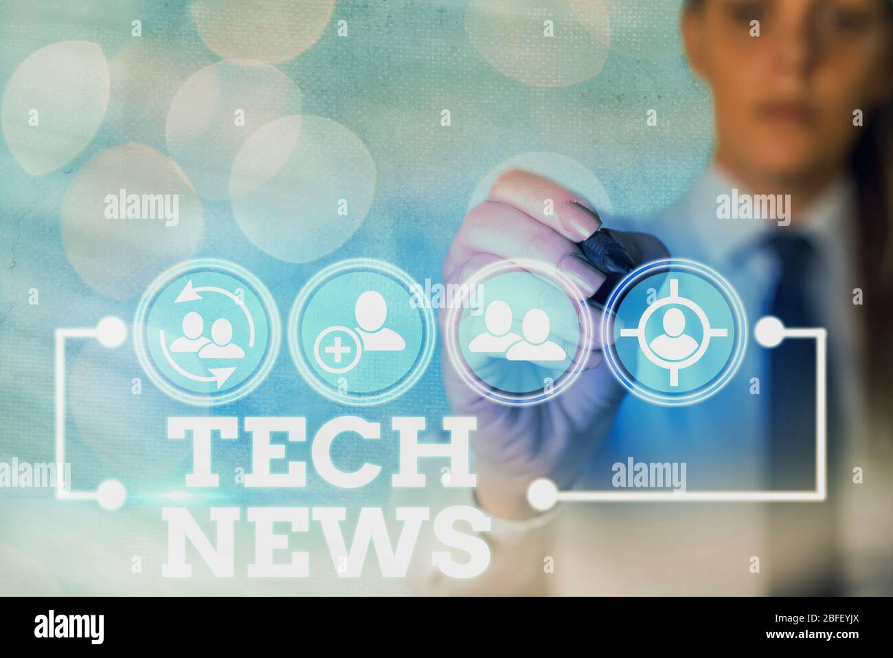 Writing note showing Tech News. Business concept for newly received or ...