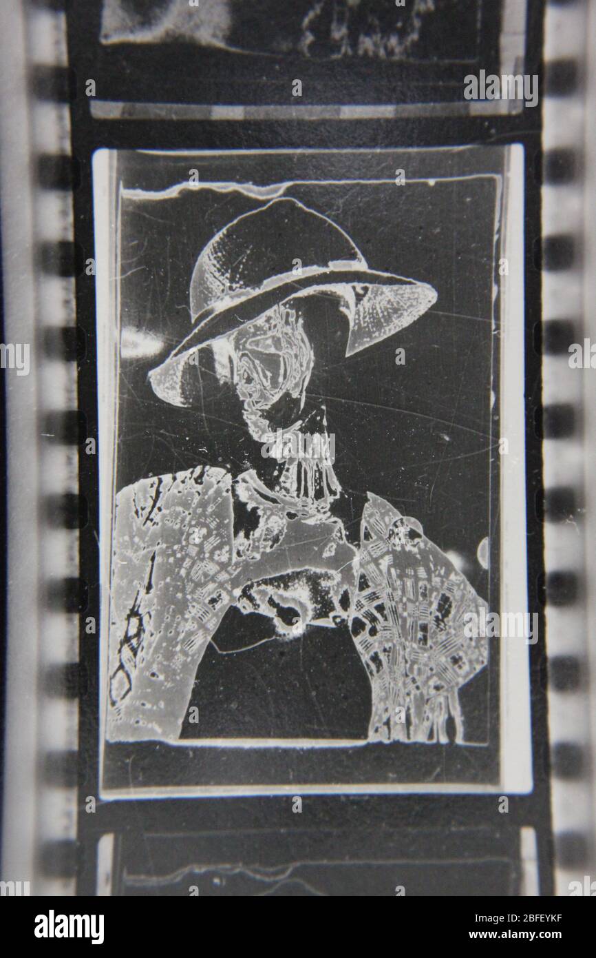 Fine 70s vintage extreme high contrast contact print photography of a ...