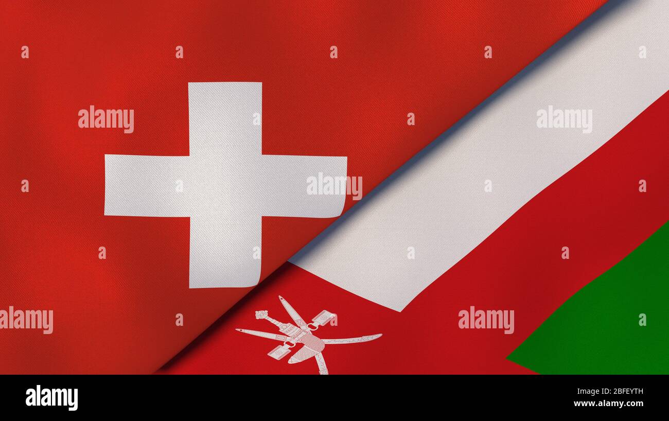 Two states flags of Switzerland and Oman. High quality business ...