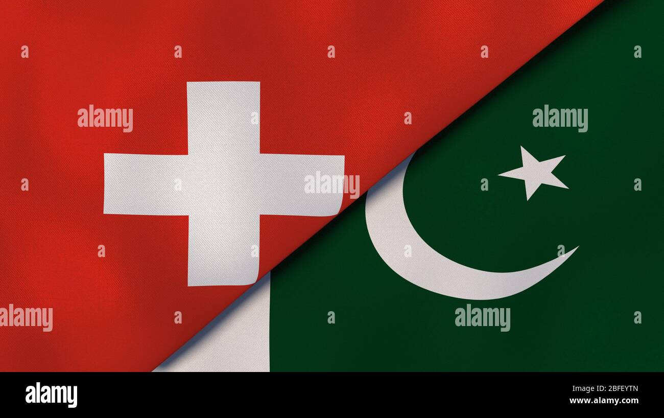 Two states flags of Switzerland and Pakistan. High quality business ...
