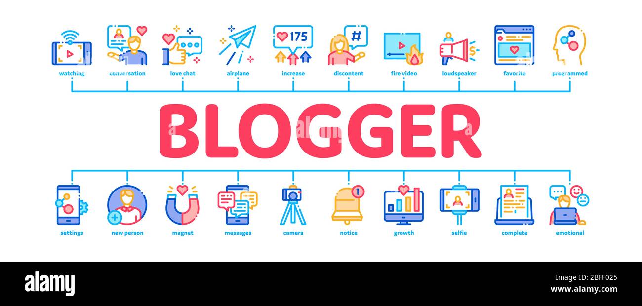 Blogger Channel Minimal Infographic Banner Vector Stock Vector Image ...