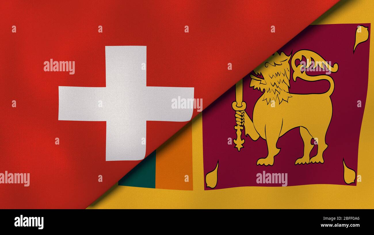 Two states flags of Switzerland and Sri Lanka. High quality business ...