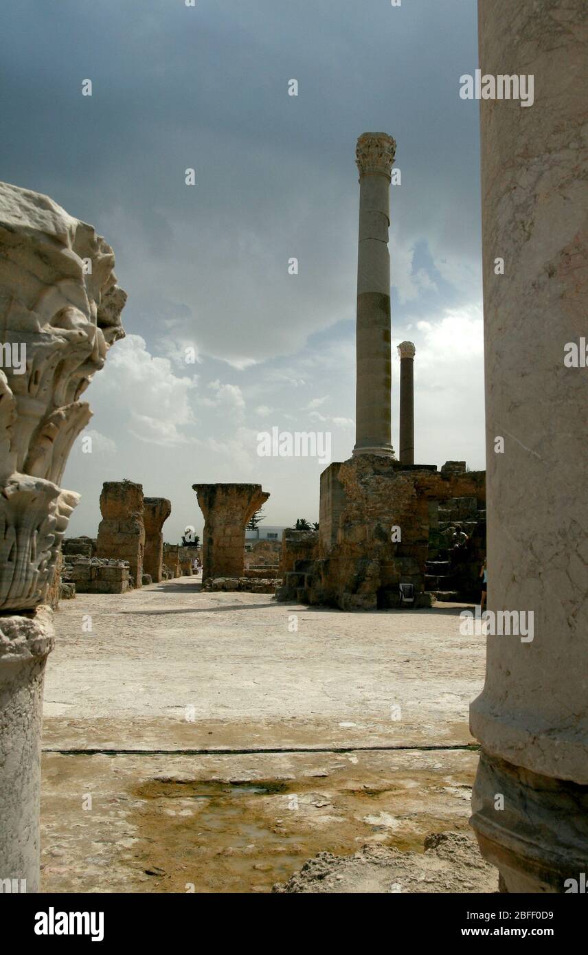 Ruins of the Baths of Antoninus or Baths of Carthage, Carthage, Tunisia ...
