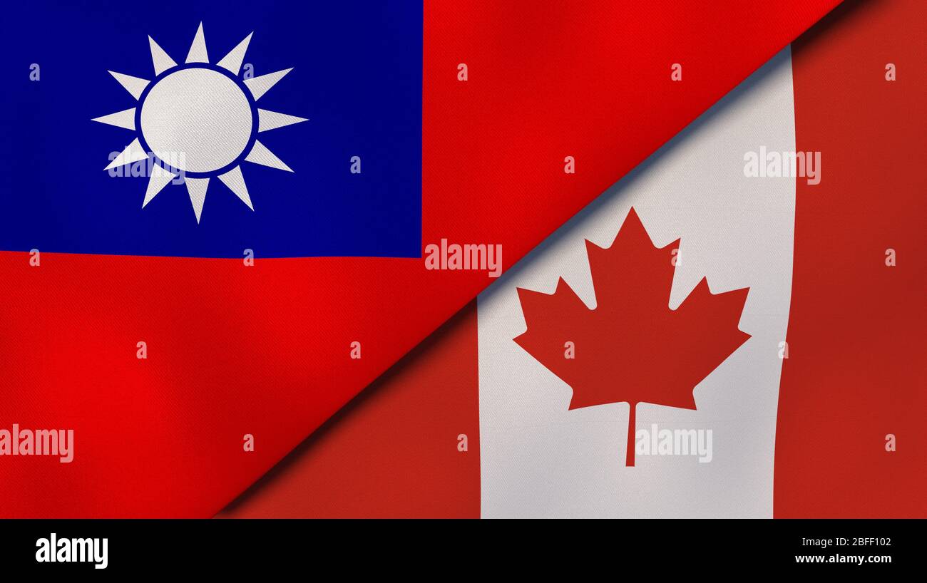 Two states flags of Taiwan and Canada. High quality business background ...