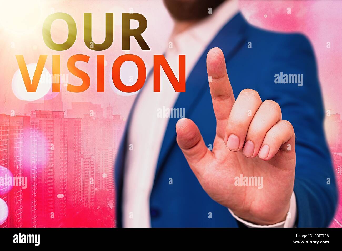 Text sign showing Our Vision. Business photo showcasing serves as clear ...