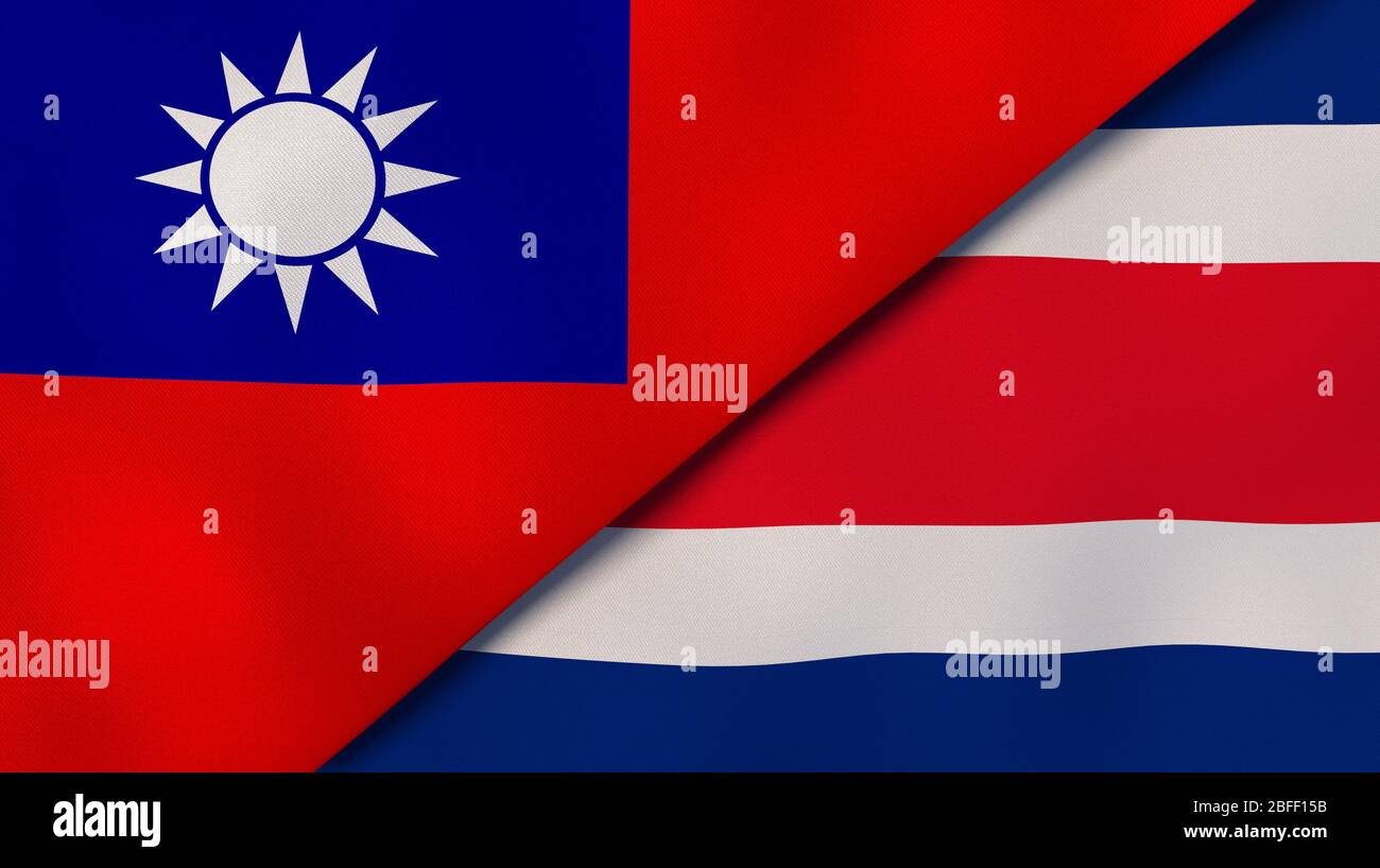 Two states flags of Taiwan and Costa Rica. High quality business ...