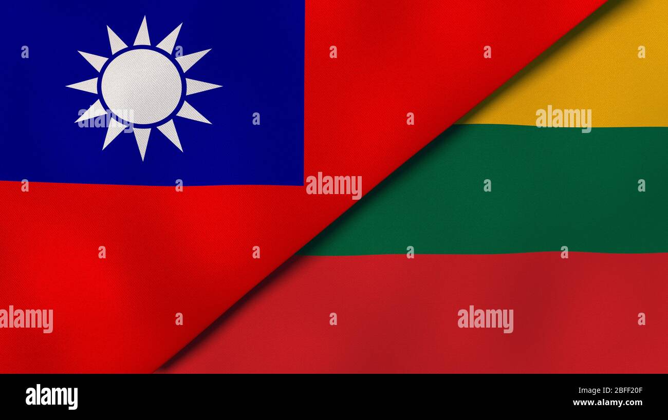 Two states flags of Taiwan and Lithuania. High quality business ...