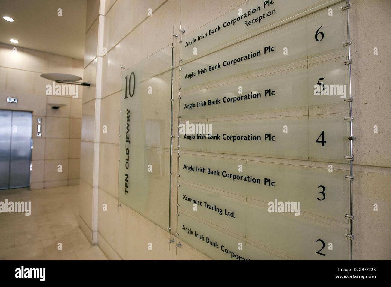 Internal photograph of the Anglo Irish Bank offices based in Old Jewry ...