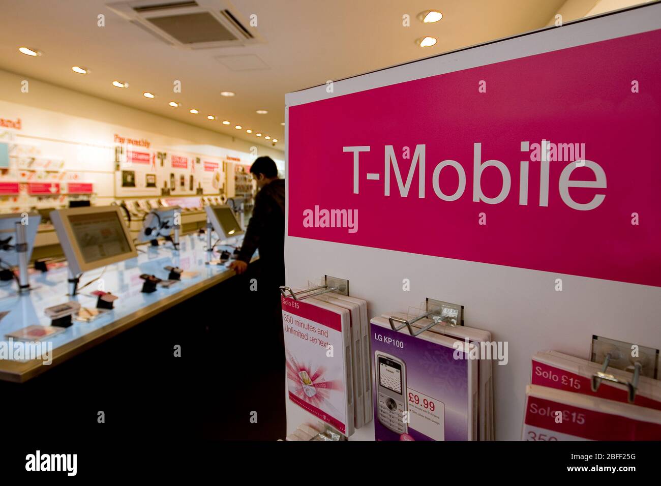 Internal shot of the T-mobile shop on Oxford Street, Central London ...