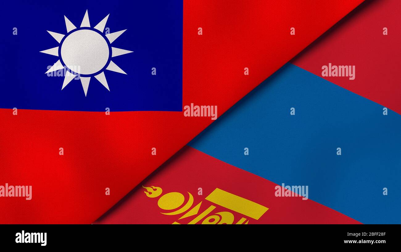 Two states flags of Taiwan and Mongolia. High quality business ...