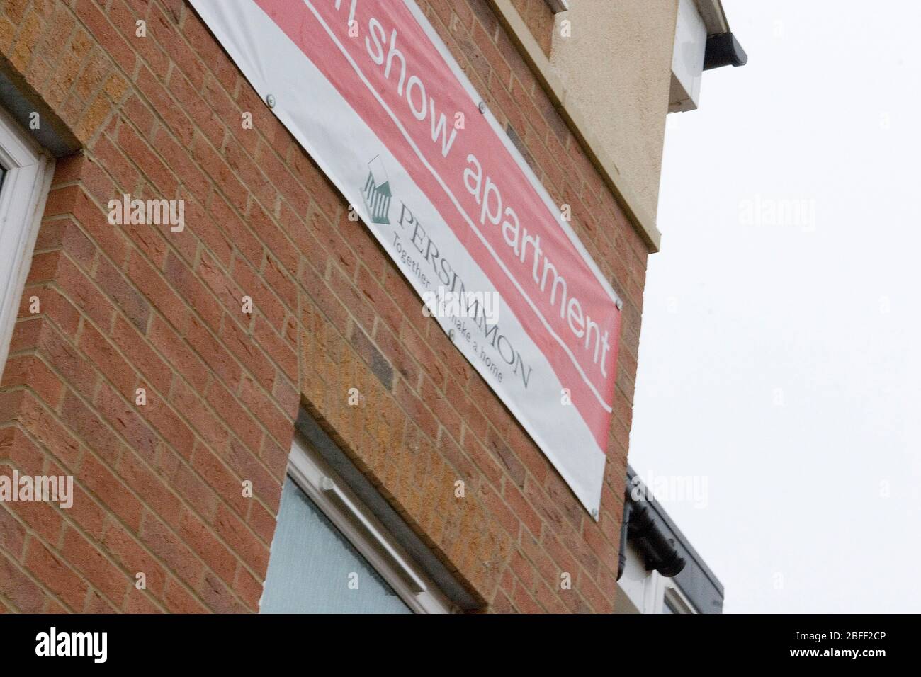 Persimmon signage on a housing development in Hertfordshire Stock Photo ...