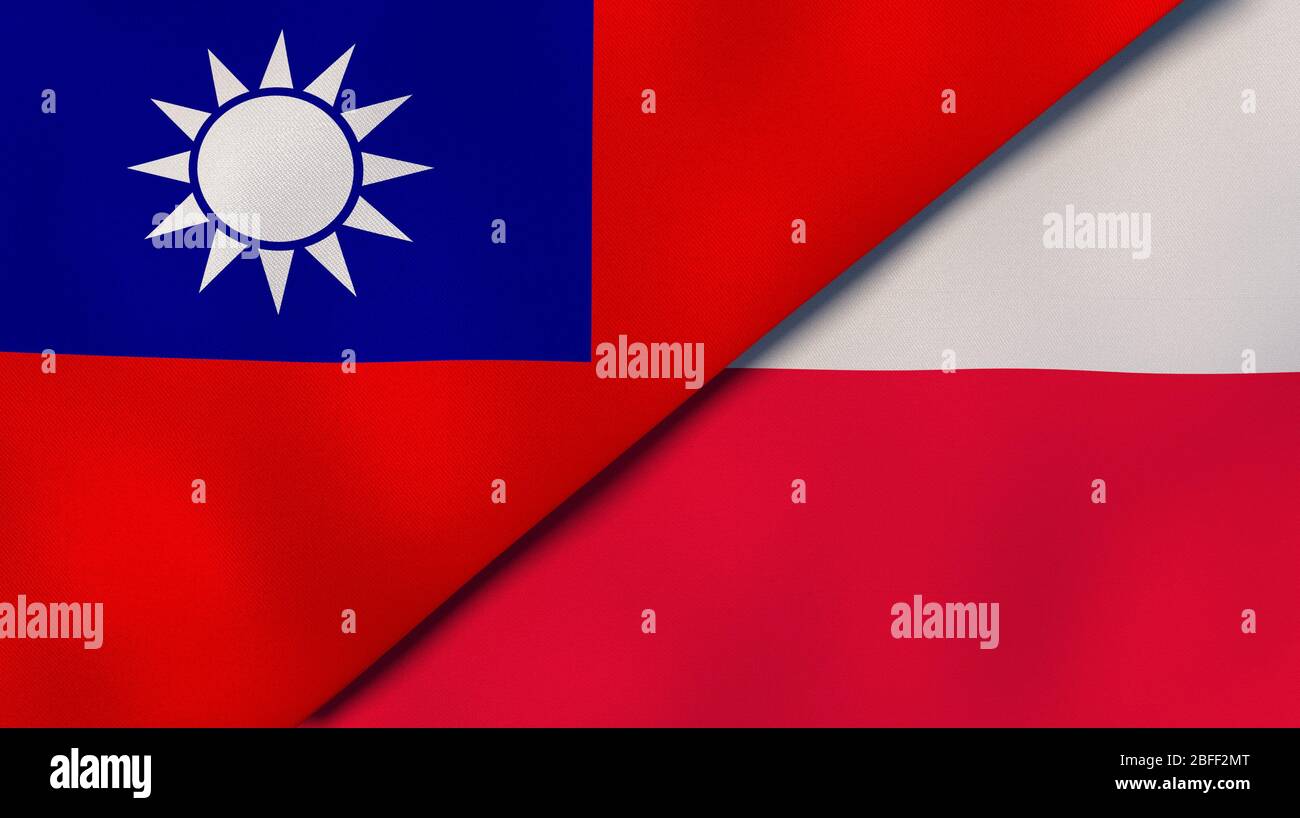 Two states flags of Taiwan and Poland. High quality business background ...