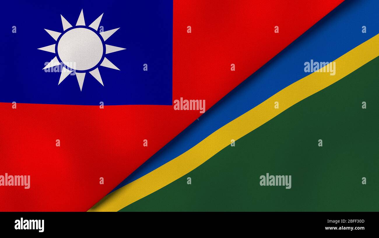 Two states flags of Taiwan and Solomon Islands. High quality business ...