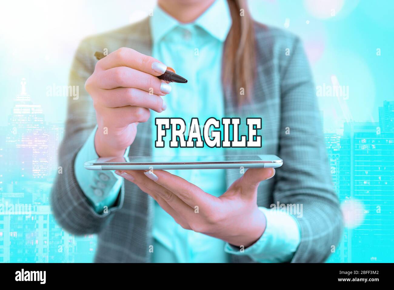 Text sign showing Fragile. Business photo text Breakable Handle with ...