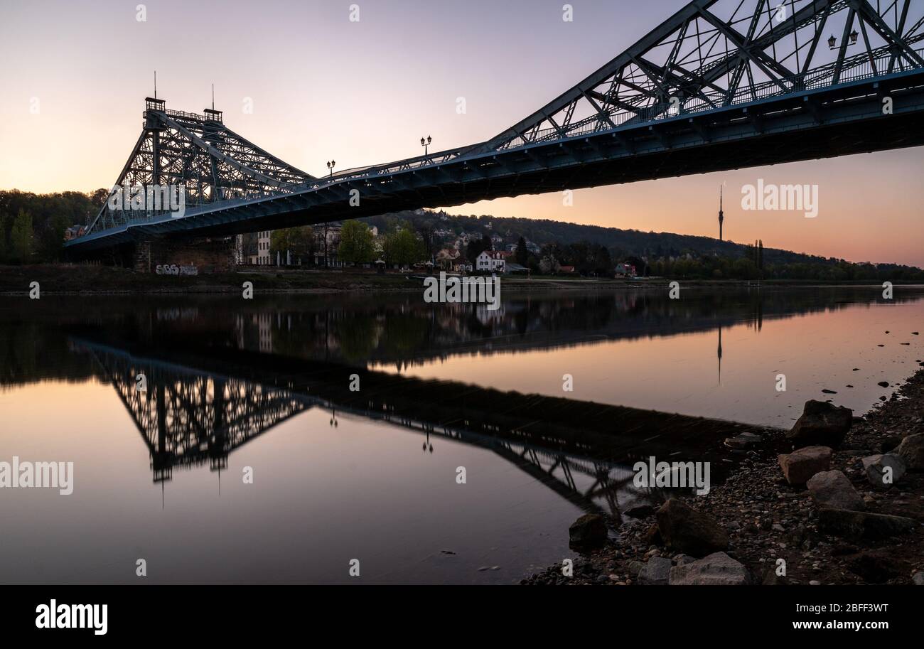 The wonderful Loschwitz-bridge in Dresden, Elbe, saxony, germany Stock ...