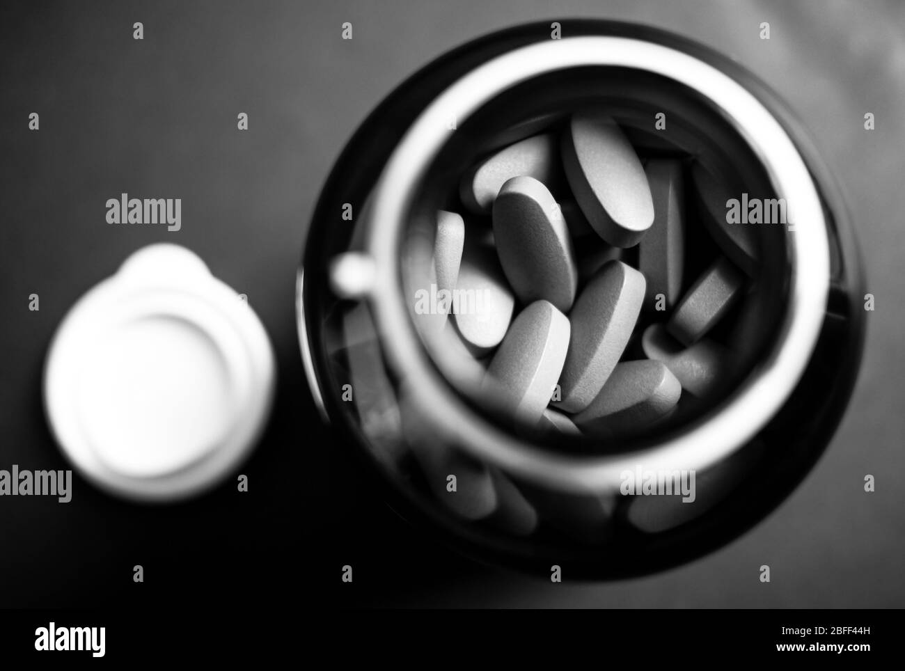 Top view on pills Black and White Stock Photos & Images - Alamy