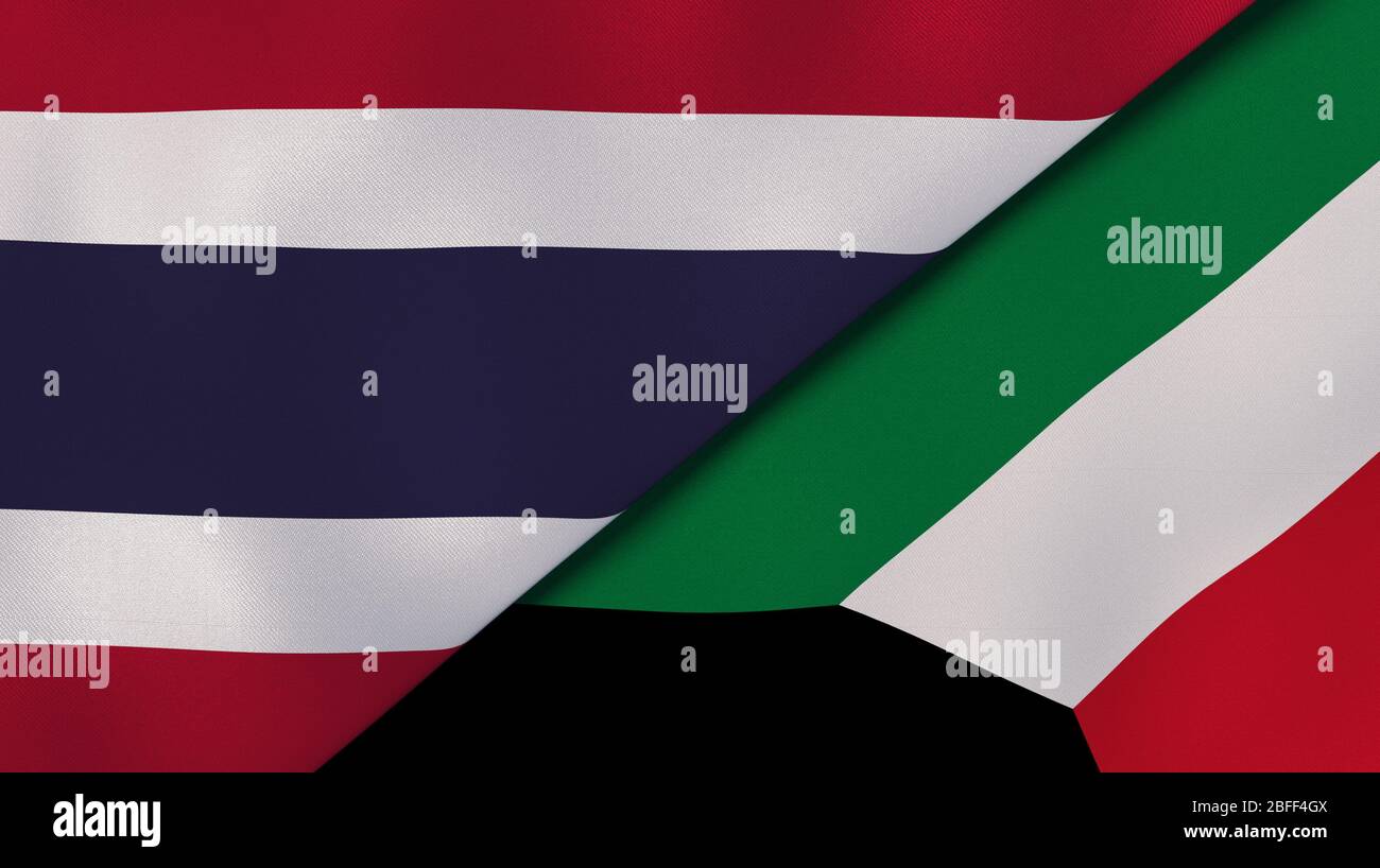 Two states flags of Thailand and Kuwait. High quality business ...