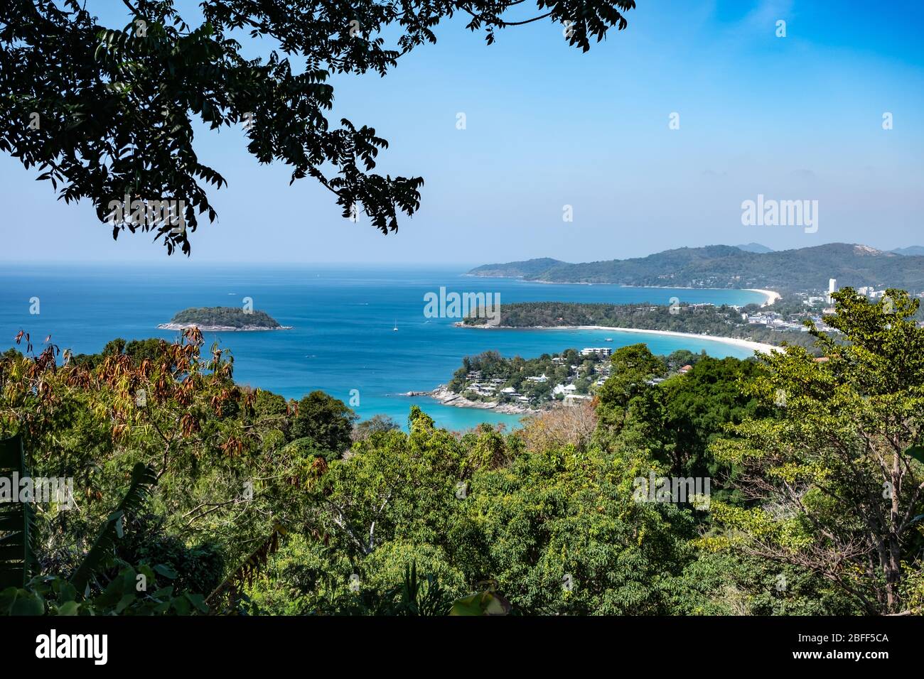 Phuket, panoramic landscape photo of Phuket Island from viewpoint in ...