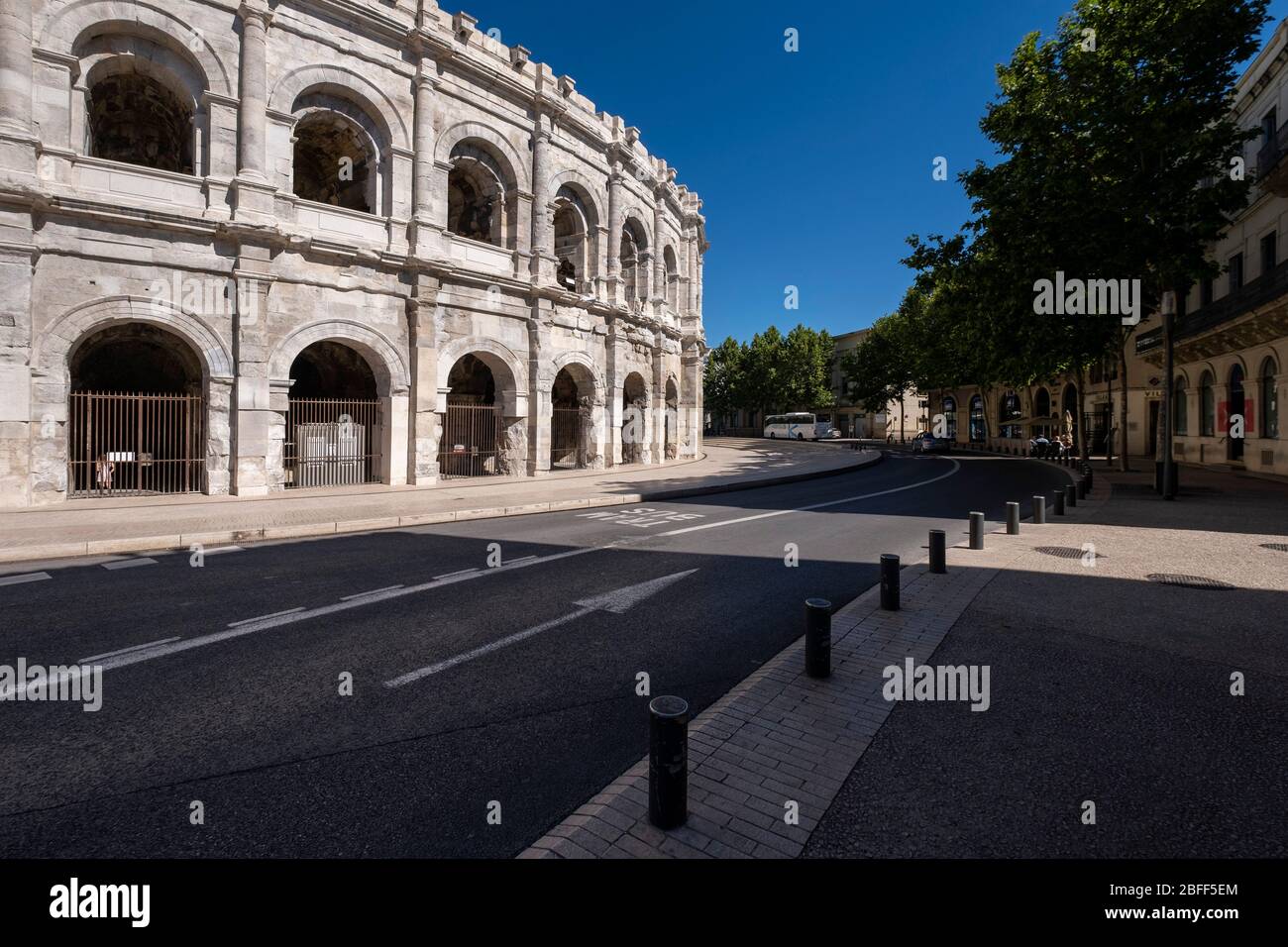 Arena of Nîmes roman amphitheater in Nimes, France, Europe Stock Photo ...