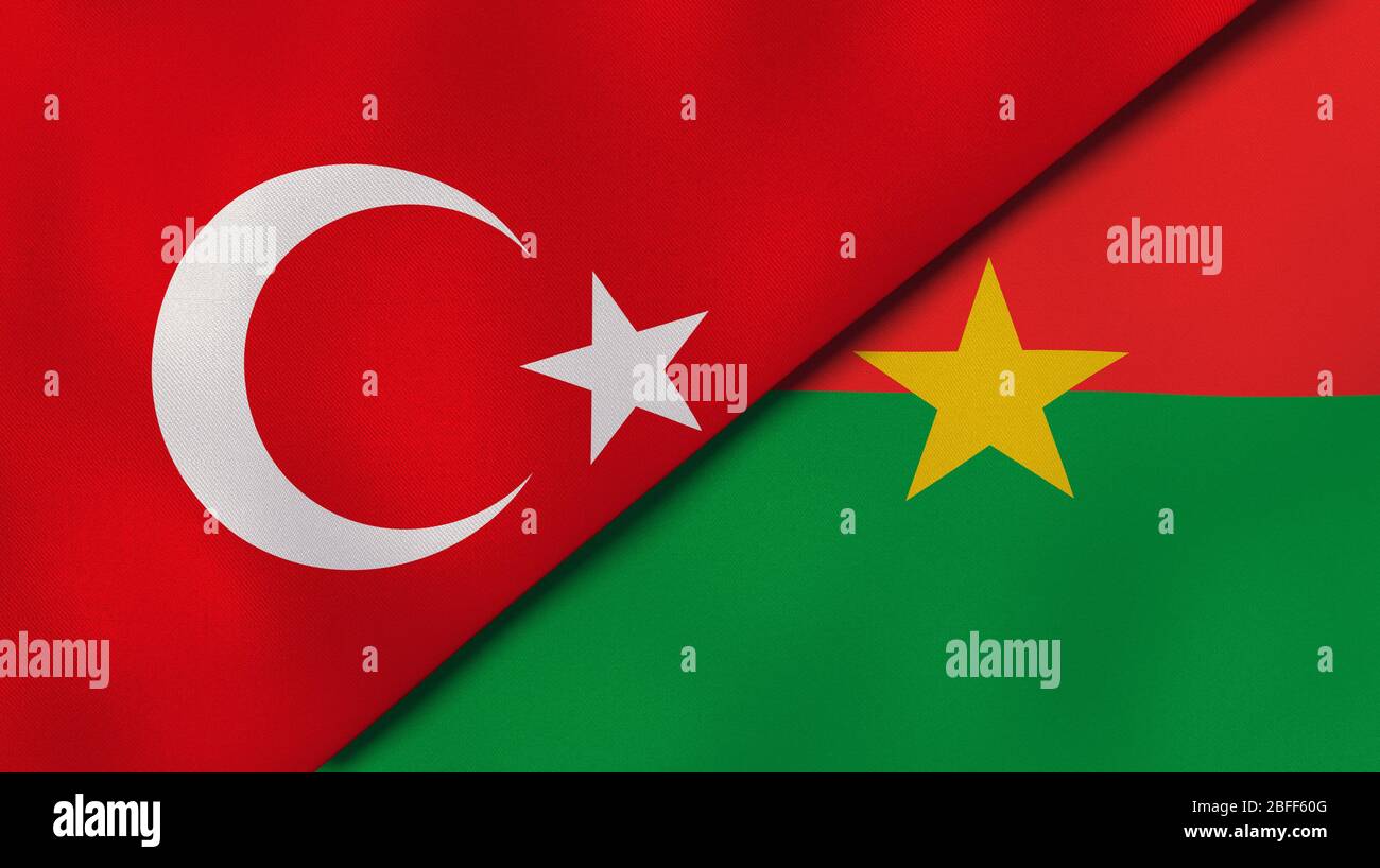 Two states flags of Turkey and Burkina Faso. High quality business ...