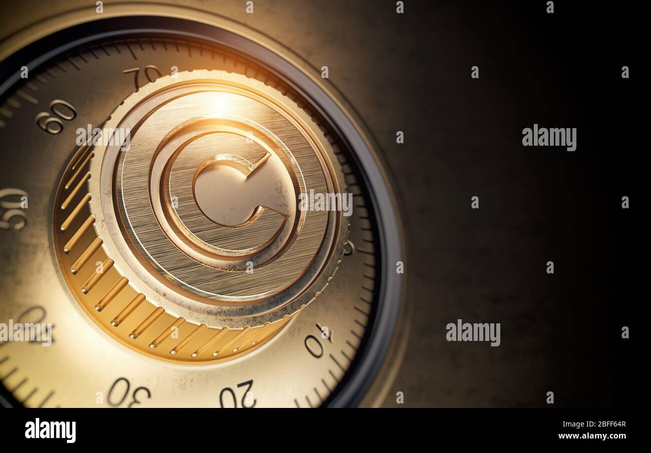Copyright symbol on vault code lock. Intellectual property protection ...