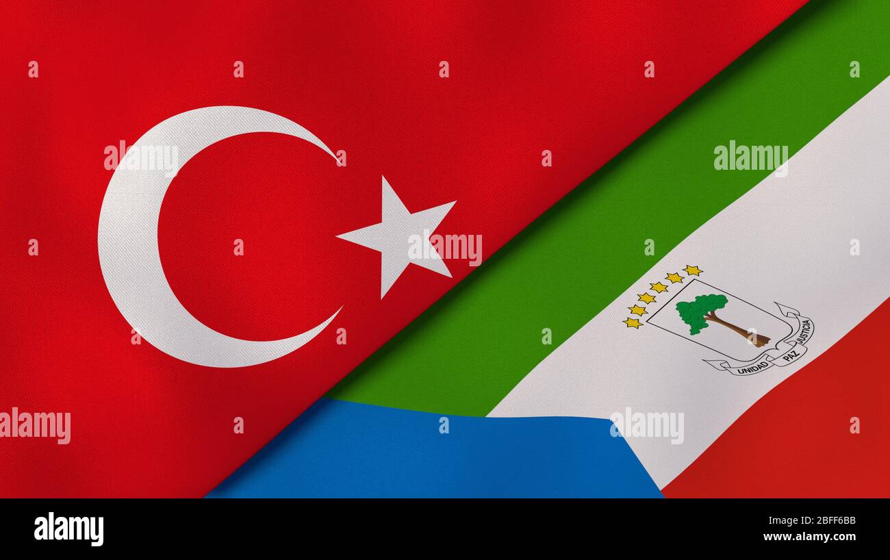 Two states flags of Turkey and Equatorial Guinea. High quality business ...