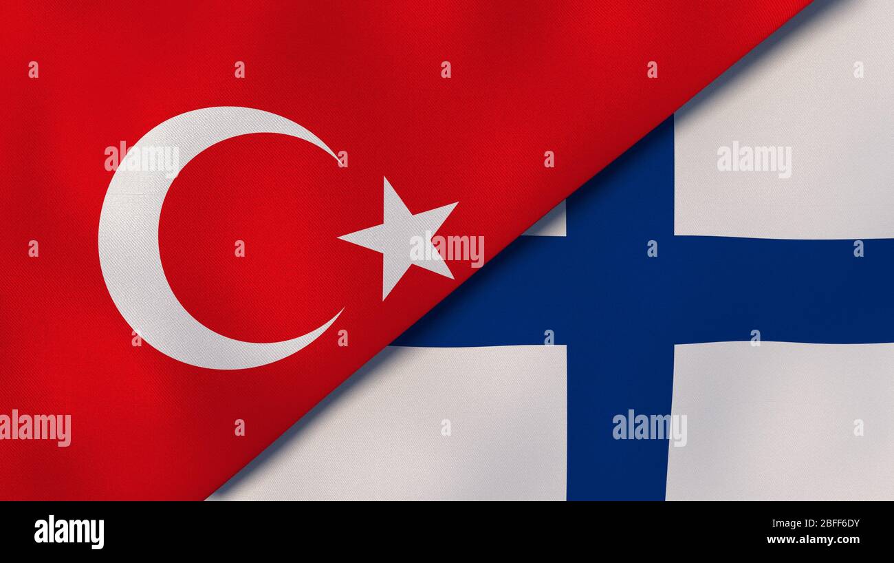Two states flags of Turkey and Finland. High quality business ...