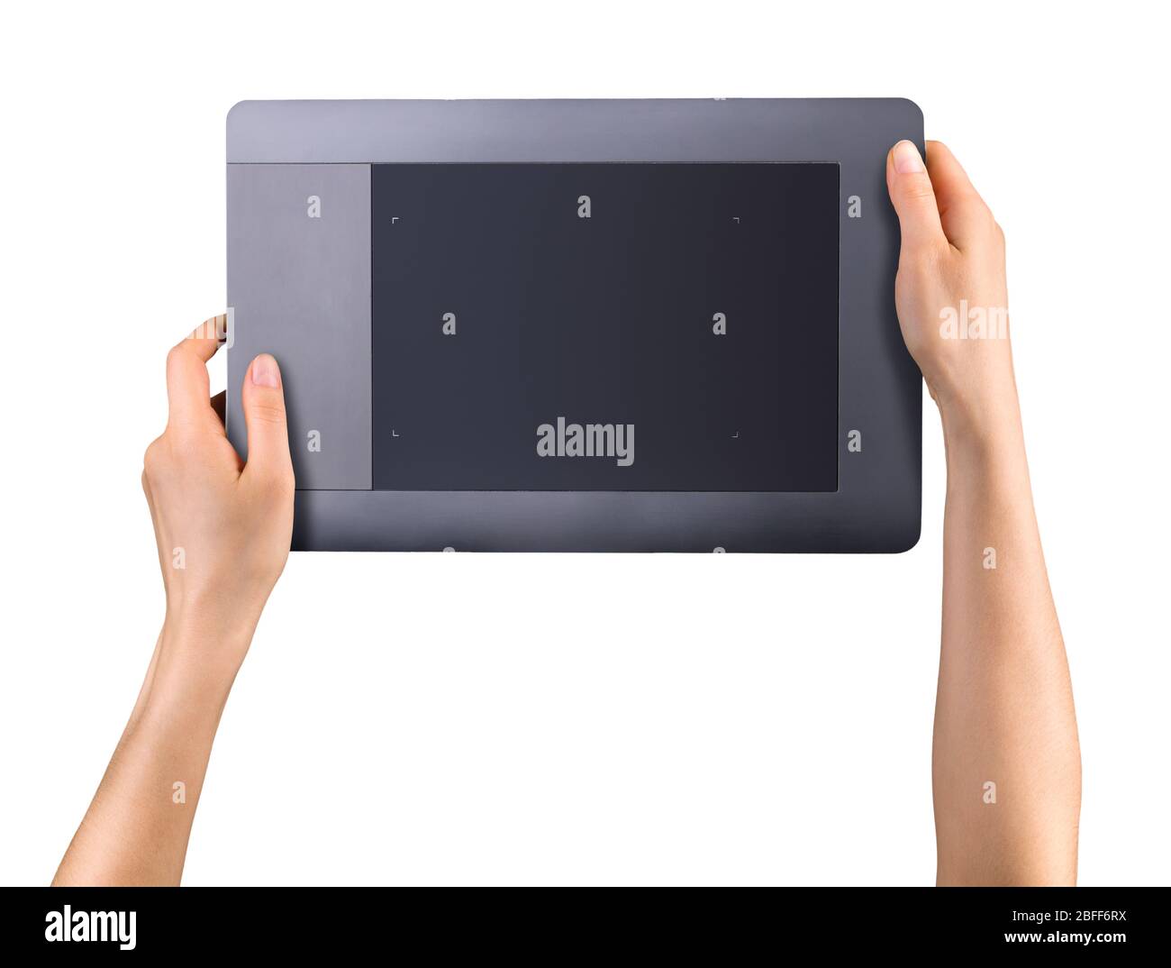 Hand holding graphic tablet for illustratorsand designers isolated on ...